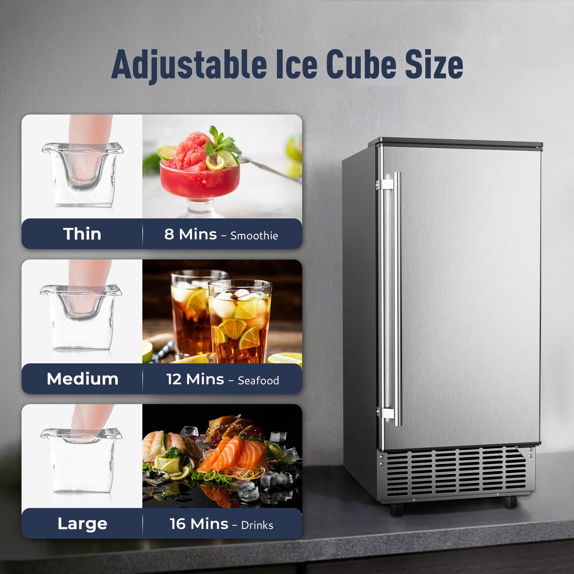 ICEVIVAL Commercial Under Counter Ice Maker Machine, 80Lbs/Day with 24lbs Ice Storage, Built-in Drain Pump/Automatic Cleaning/Timing Setting/Smart LCD Panel, Ideal for Both Home and Commercial Use
