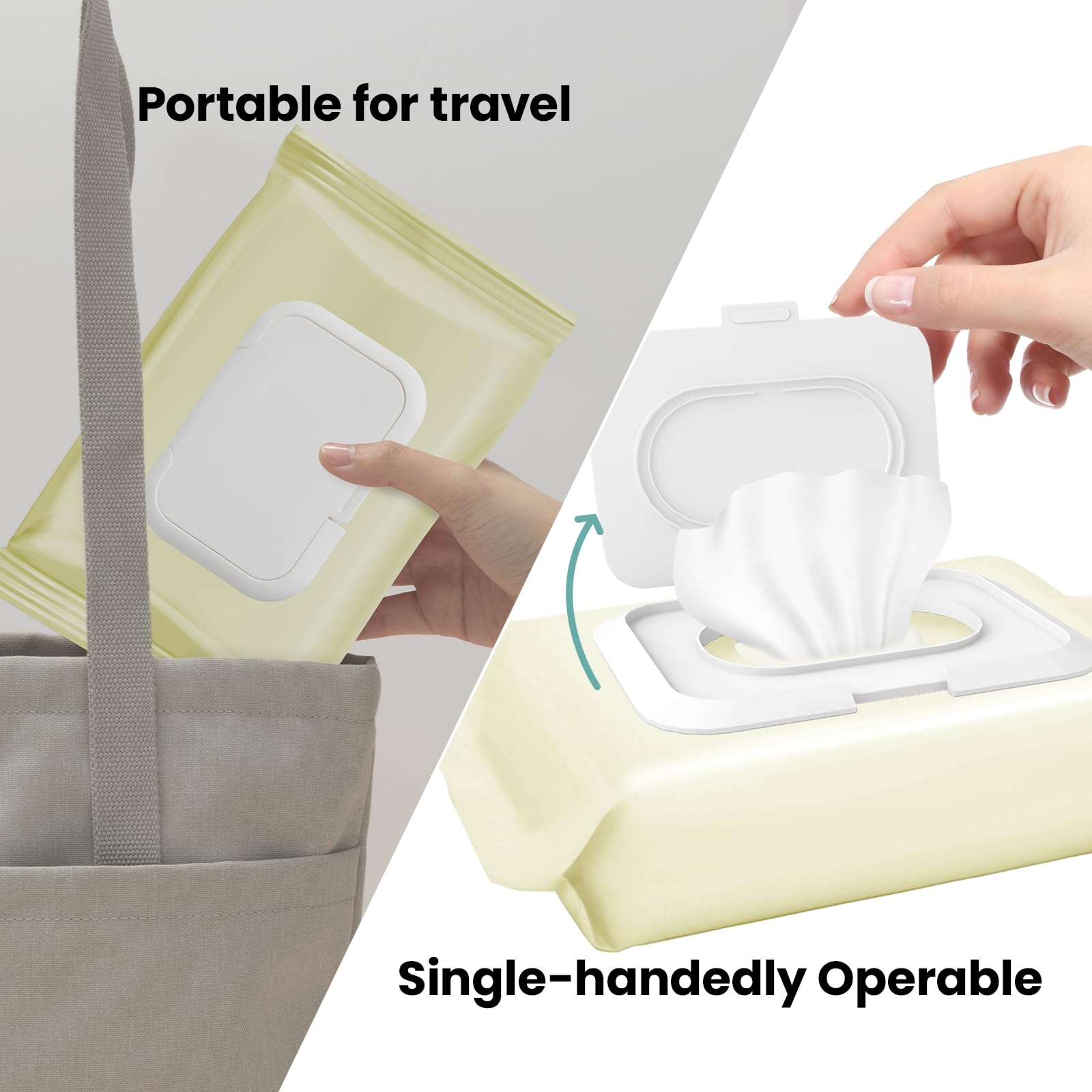 Reusable Wipe Lid for Baby Wipes Refill, Reusable for Over 1 Year, Replacement Cover Cap for Non Flip Top Wipes, Open Top Diaper Wipes, 2 Pcs