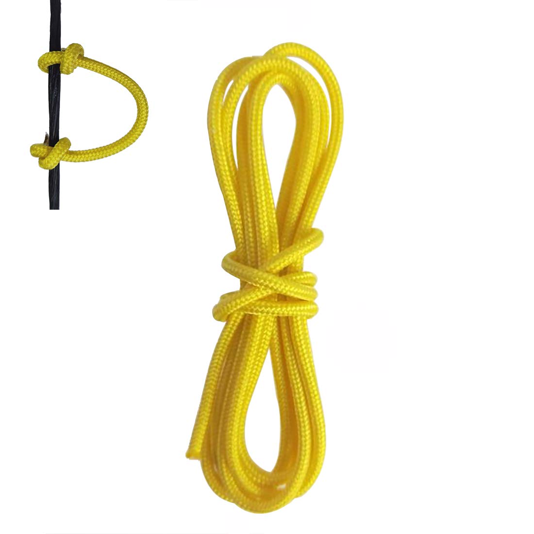 CUPID 12 Feet Archery D Loop Rope Bow String Release Nock Durable Wire U Nok Ring Nocking Loop Buckle, 2.4mm 0.09 in (Yellow)