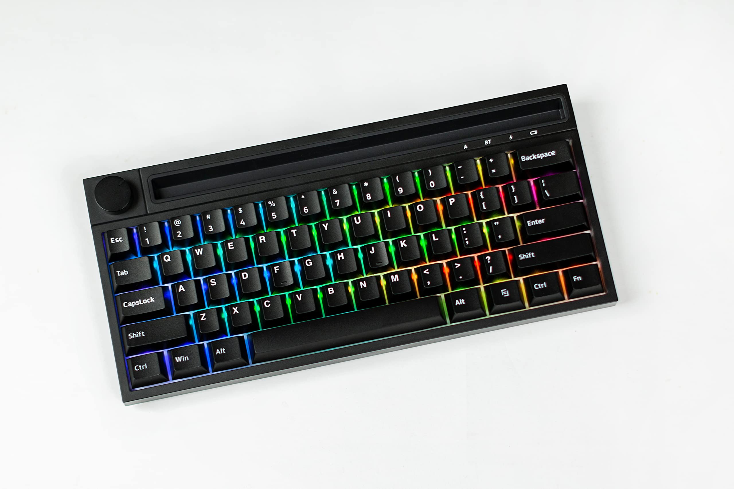 YUNZII Ajazz K620T Wireless Mechanical Keyboard with Integrated Stand Phone Holder with 61 Keys,RGB Backlit, Volume Botton, and PBT Keycaps for Win/Mac/Gaming (Blue Switch,Black)