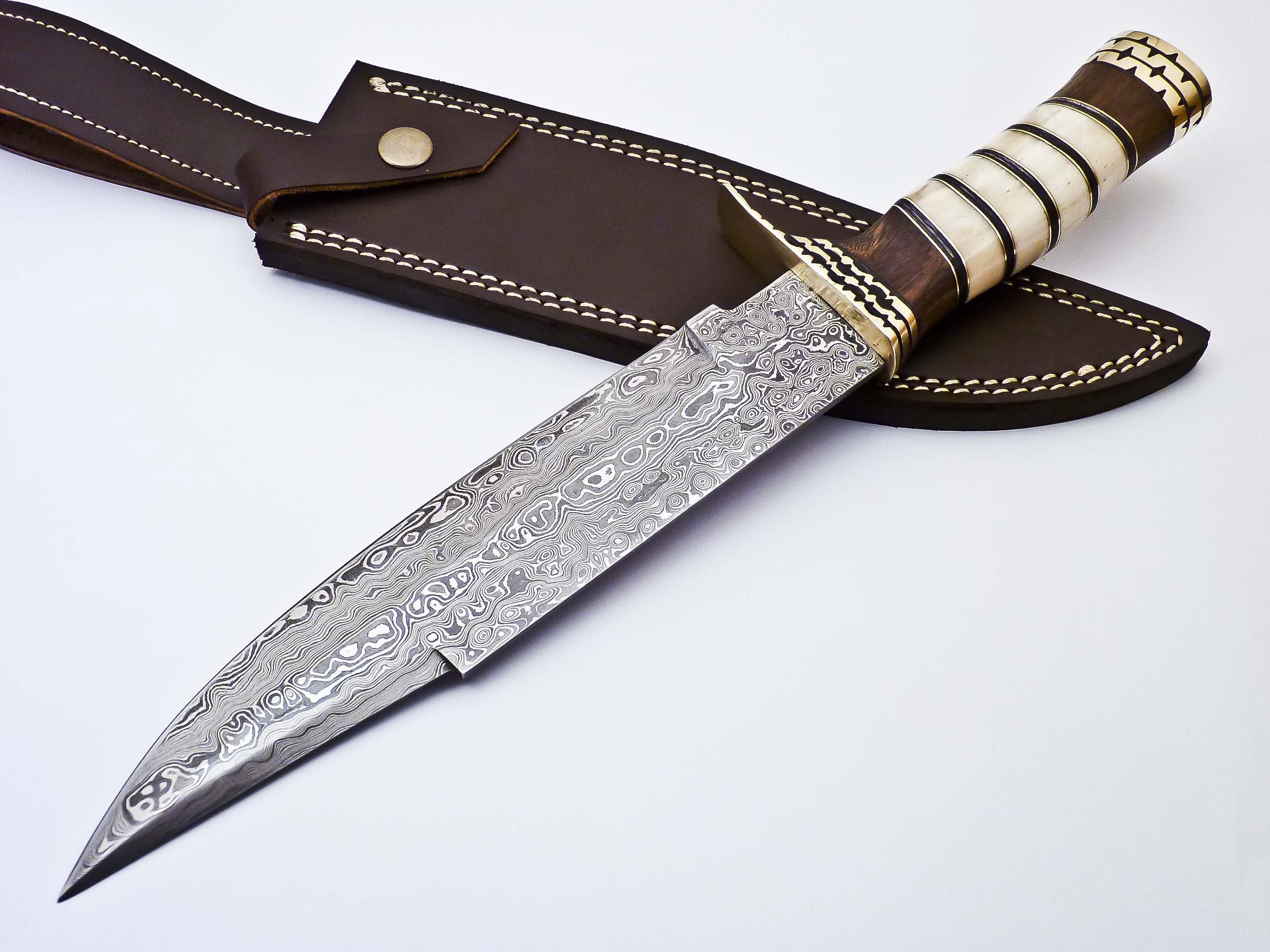 Custom Damascus Knife Hunting Knife | Best Outdoor Knife Camping Knife | Beautiful Burl Wood Handle