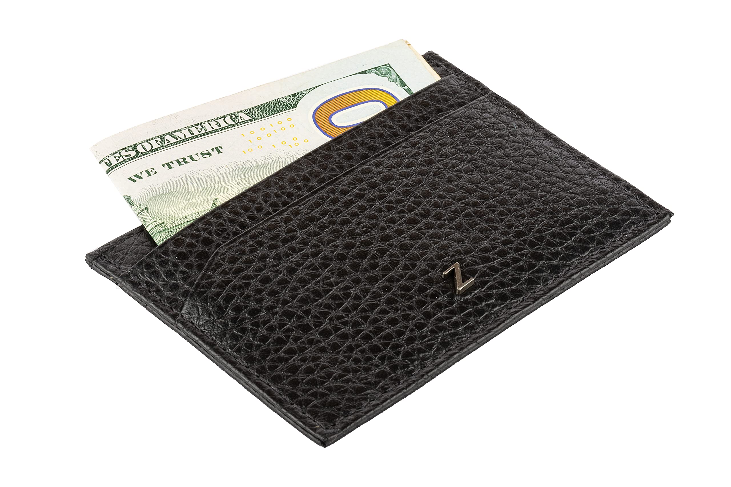 Zinda Genuine Leathers Card Holder RFID Protection Slim Wallet Unisex (Black)