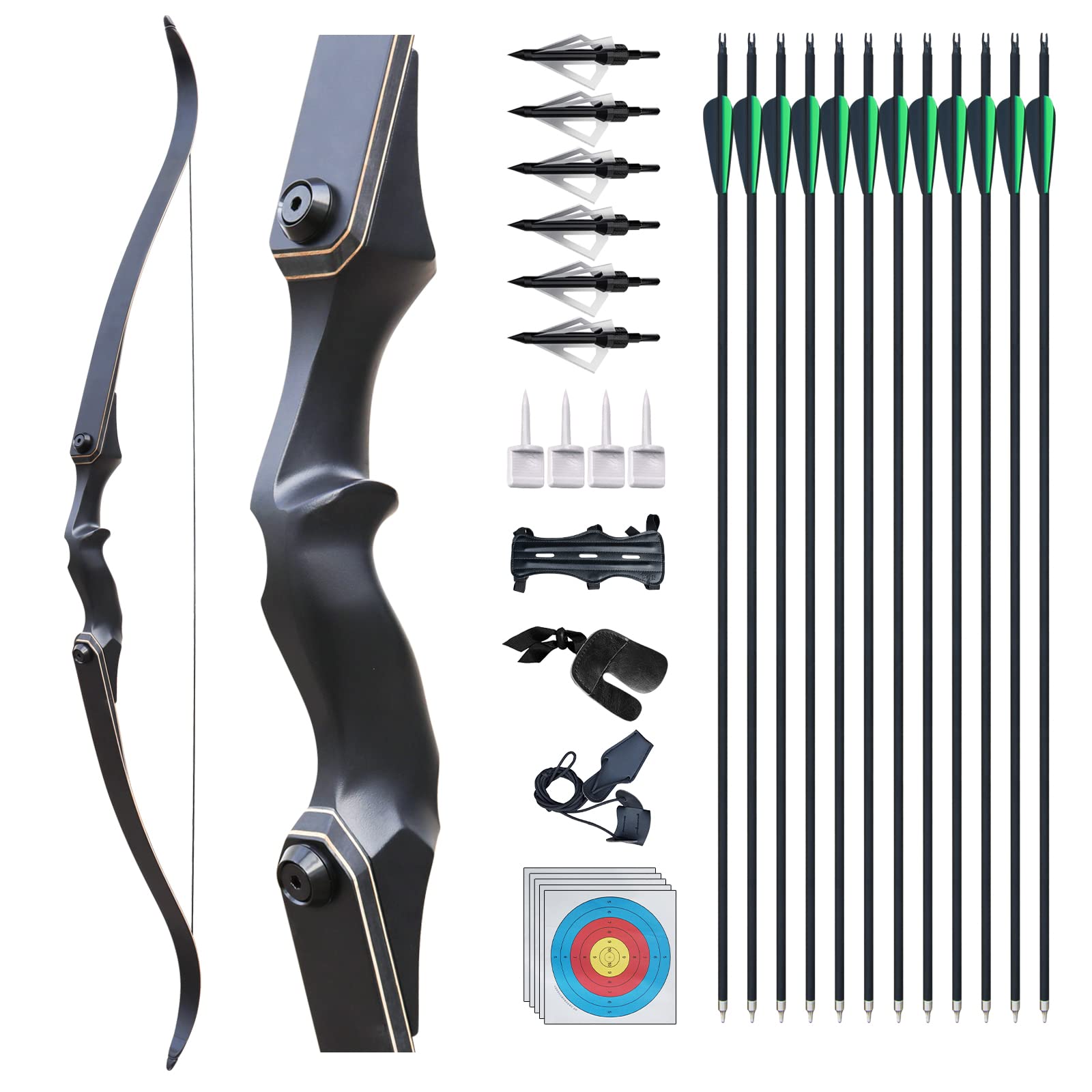EinMAIQi Recurve Bow and Arrow Set for Adult Beginner Takedown Recurve Bow Right Hand Archery Set for Outdoor Hunting Training Practice, 30lb