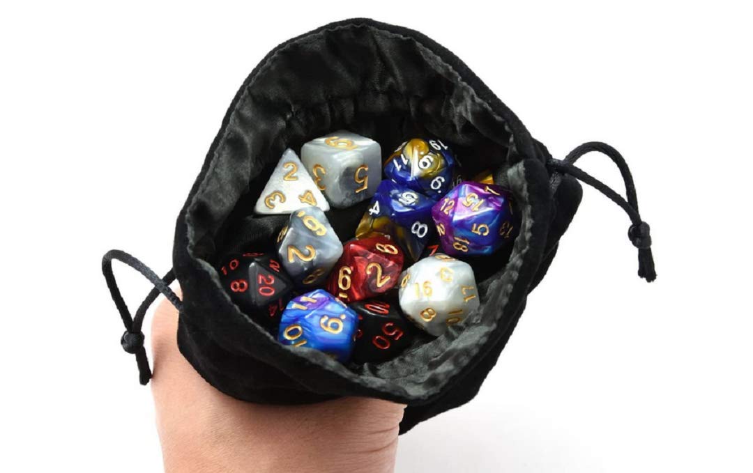 zmgmsmh Drawstring Dice Bag Chess bag small pouch hold chess pieces velvet Fabric Dice Pouch cosplay coin pouch Velvet Jewelry Bag Red/Grey/Black (3, Multicolor)