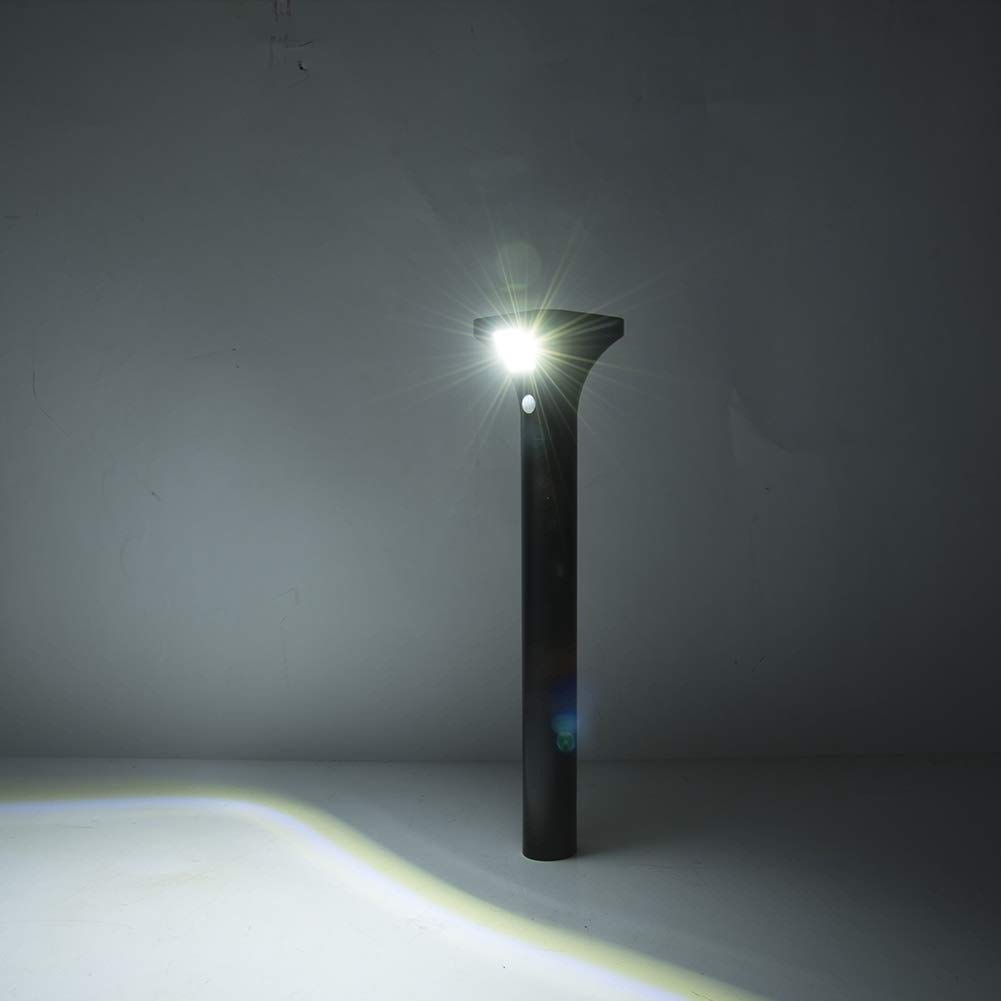 ZMY LED Solar Black Induction Pillar Light Outdoor Garden Lawn Post Lighting Landscape Home Column Lantern Waterproof Modern Simple Aluminum Pathway Fixture