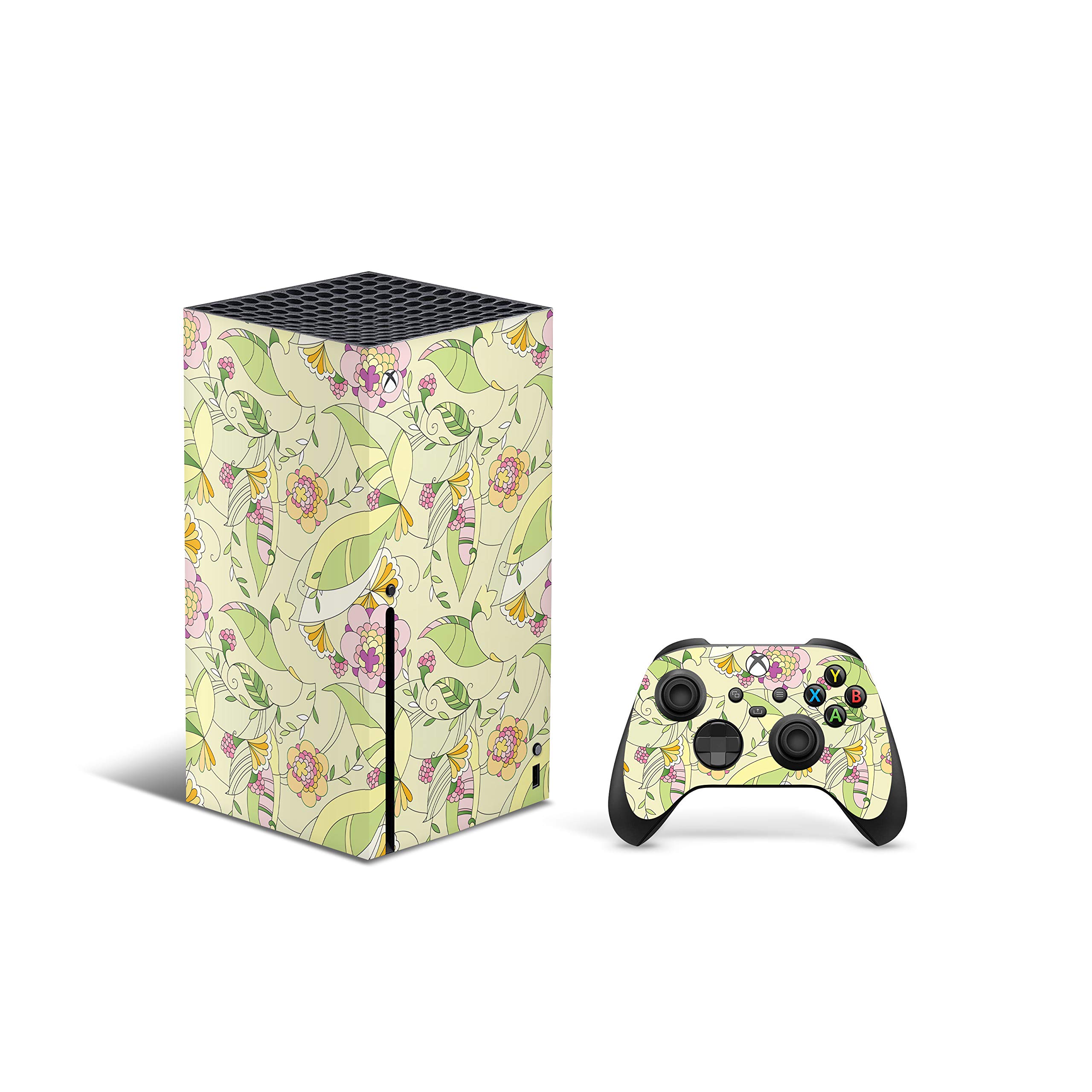 ZOOMHITSKINS Compatible with X1 Series X, Green Yellow Flowers Leaves Pink Orange, Durable, Bubble-Free, Made in USA