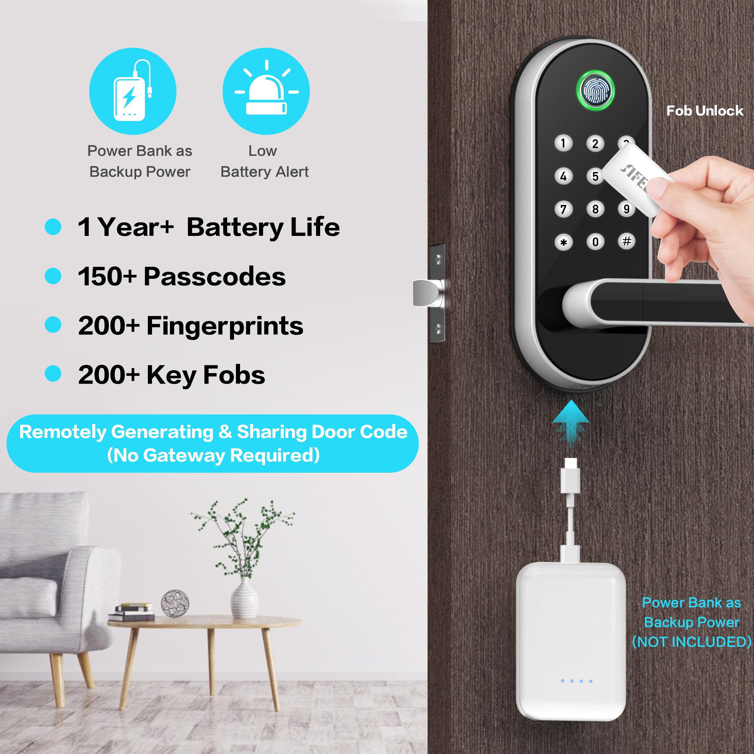 Sifely S Model Smart Lock and Fobs Bundle