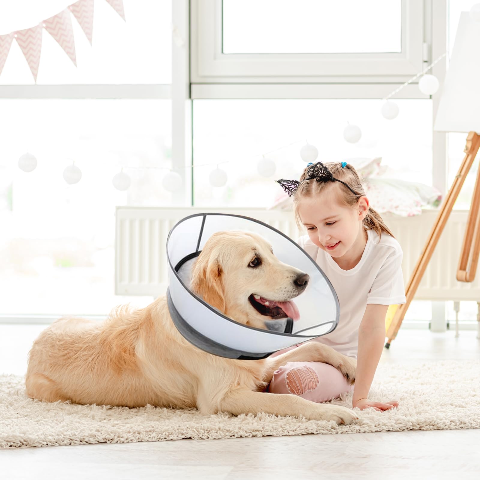 Inflatable Dog Cone Collar ,2-in-1 Inflatable Dog Cone with Detachable Anti-Licking Shield,Soft Cones for Dogs After Surgery,Soft Cone for Dogs Does Not Block Vision. (Grey, XL(Neck:18-22”))