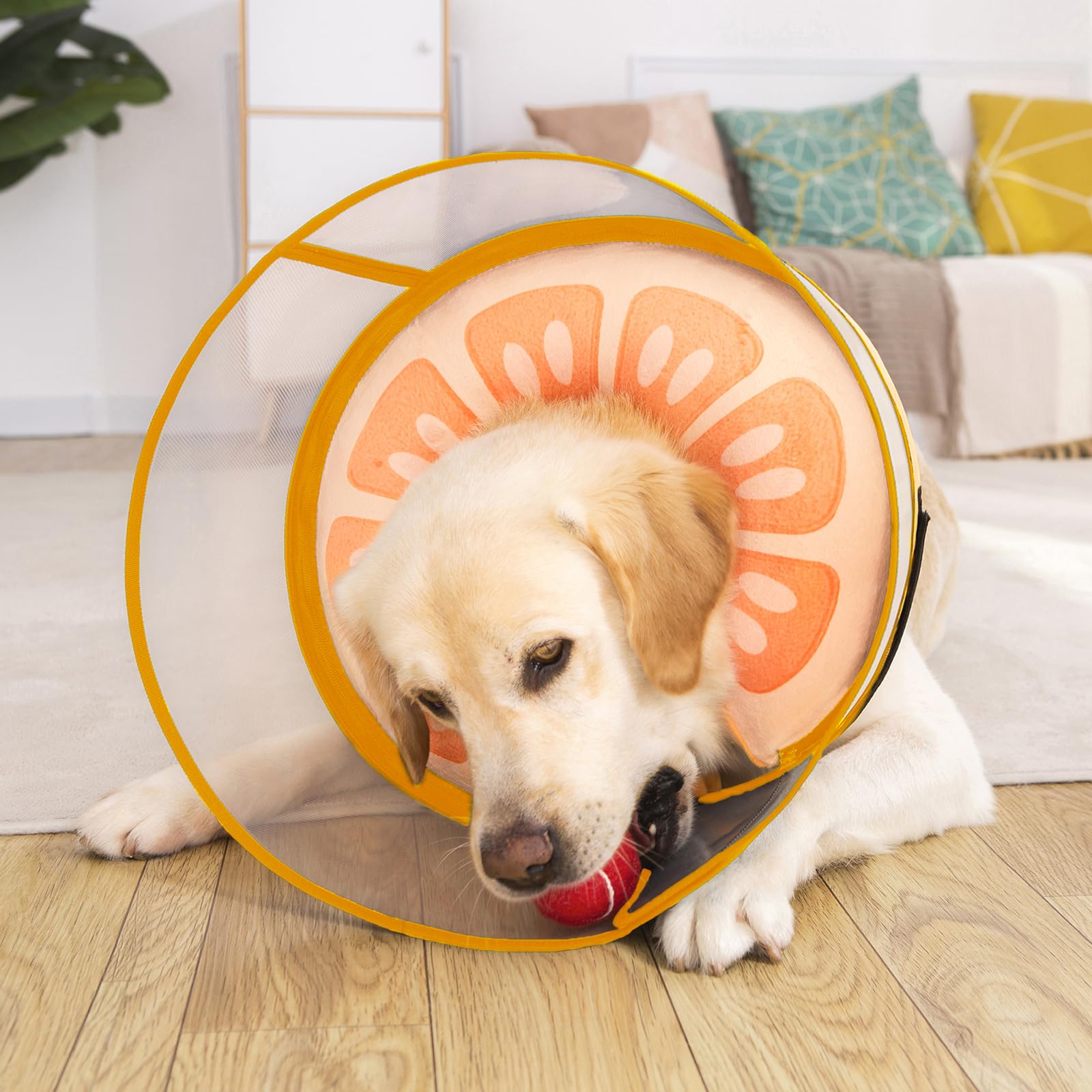 Inflatable Dog Cone Collar for Large Medium Small Dogs, Soft Dog Donut Collar Adjustable Recovery Cone for Pets After Surgery, Extra Enhanced Anti-Licking Guard Shield for Pets (X-Large, Orange)