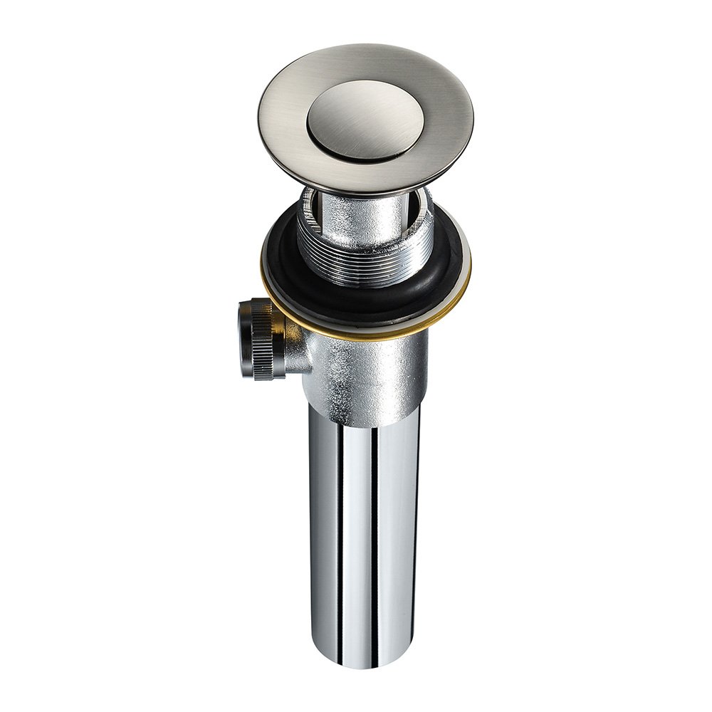 Purelux Bathroom Faucet Vanity Sink Metal Pop-Up Drain Stopper Assembly with Lift Rod and Overflow, Brushed Nickel Finish