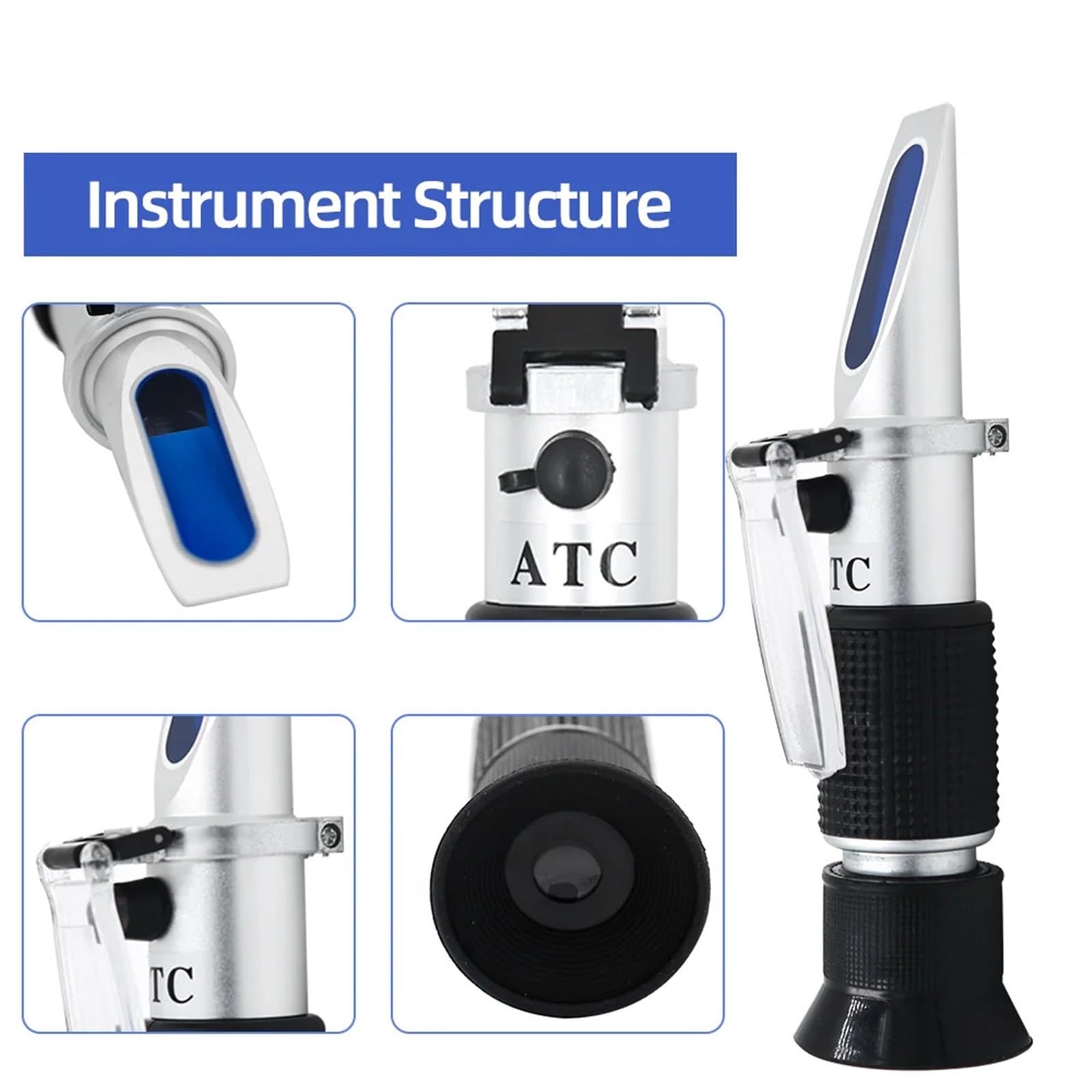 KYKYK Refractometer, Handheld Sugar Refractometer Honey Fruit Sugar Solution Brix 0-20% Optical Concentration Sugar Measuring Instrument with ATC for Fruit, Homebrewing, Juice, Vegetables