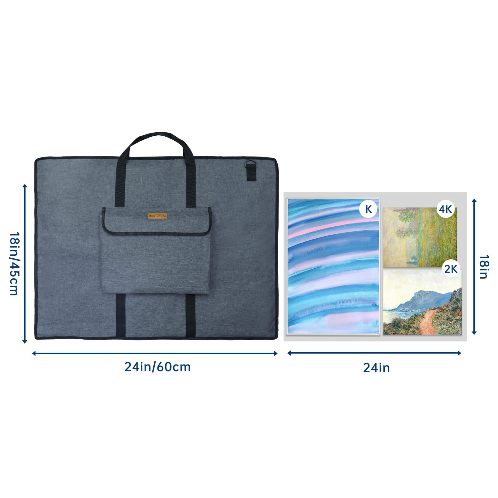 MeetYr Life Premium Art Portfolio Bag - Padded Triple Protection, Waterproof Protection with Shoulder Strap Durable and Portable - For Artwork, Posters, Sketches and Paintings(24"x18")