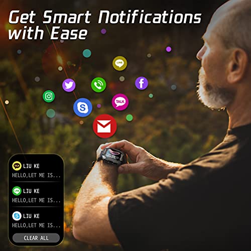 Slothcloud Smart Watches for Men,Fitness Activity Tracker Watch with Heart Rate Blood Oxygen Monitoring IP68 Waterproof 1.71 inch Full Touch Screen Smart Watch Compatible for iOS Android (Black)