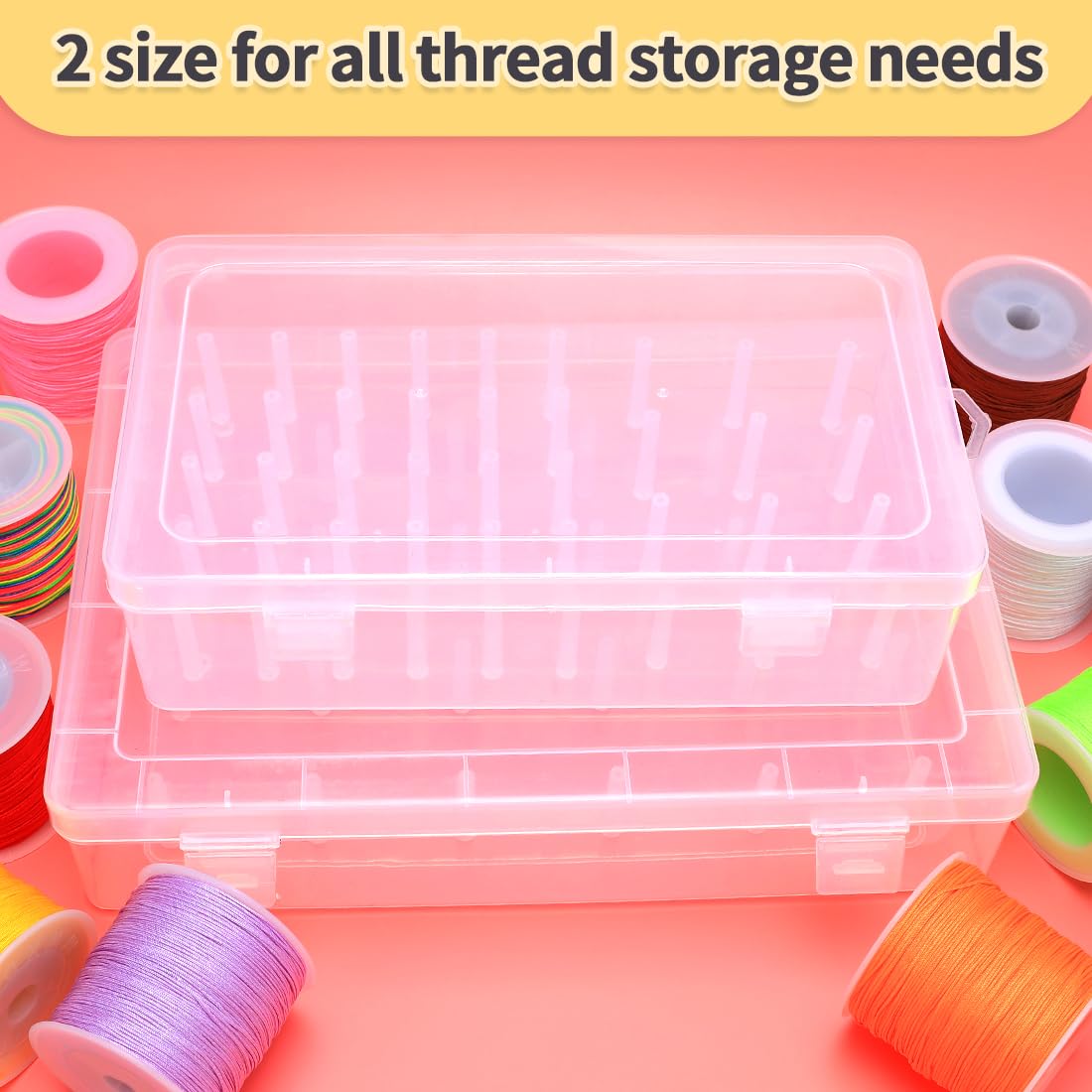 IOOLEEM 24 Slots Sewing Thread Storage Box for Medium Spools of Thread, Sewing storage, Organizer Container Storage Box.