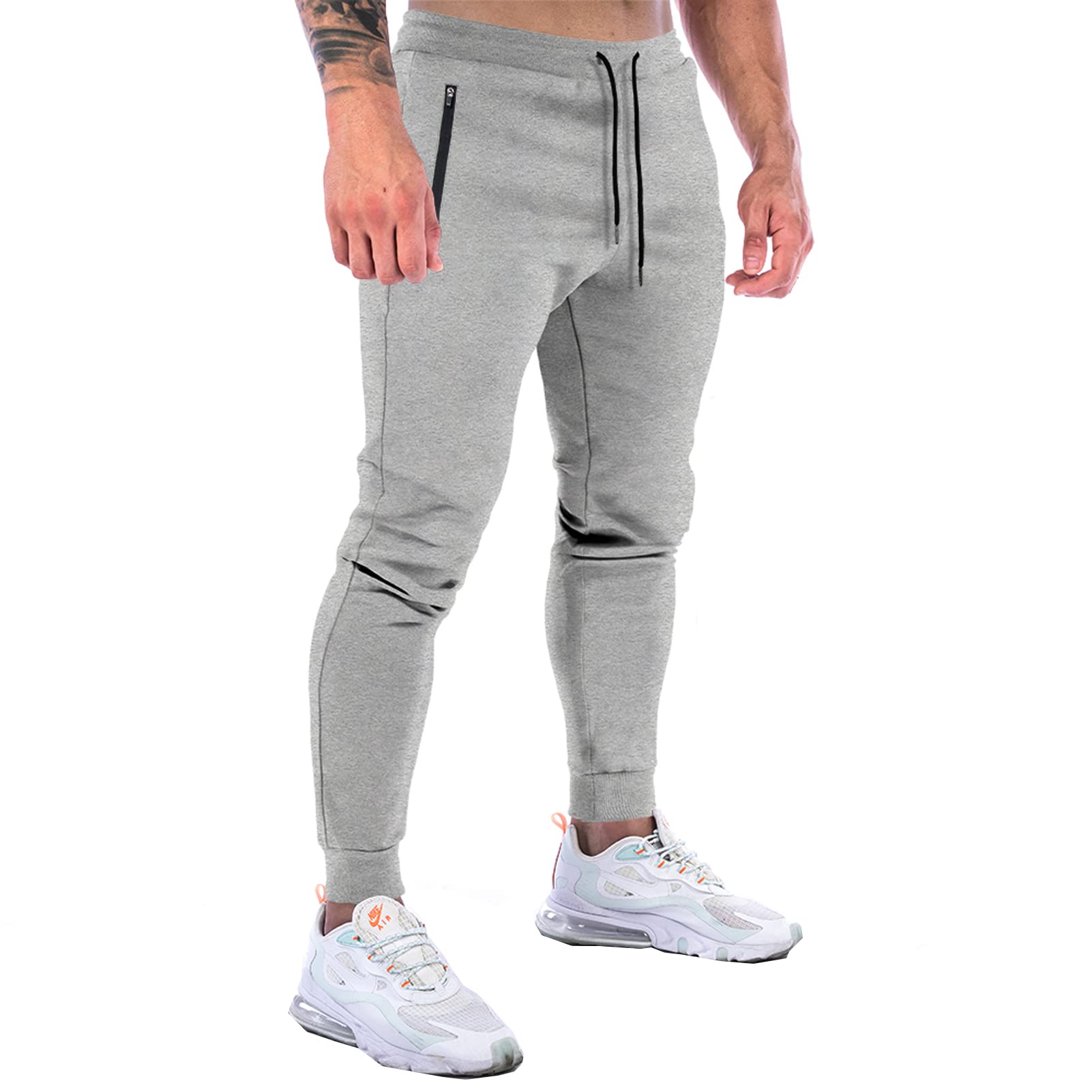 elselect Men's Active Jogger Pants Athletic Sweatpants Gym Workout Running Training Track Pant Sport Trousers Light Grey