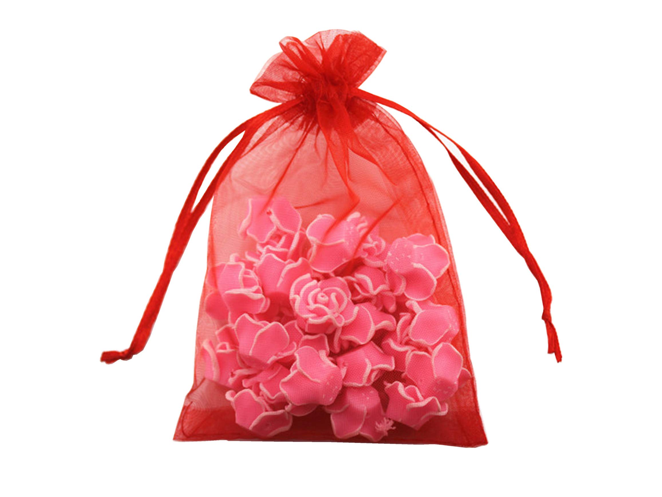 QIANHAILIZZ 8 x 12 Inch 100 pcs Drawstring Bags Organza Fabric Jewelry Gift Pouch Candy Pouch Wedding favors B231 (red)