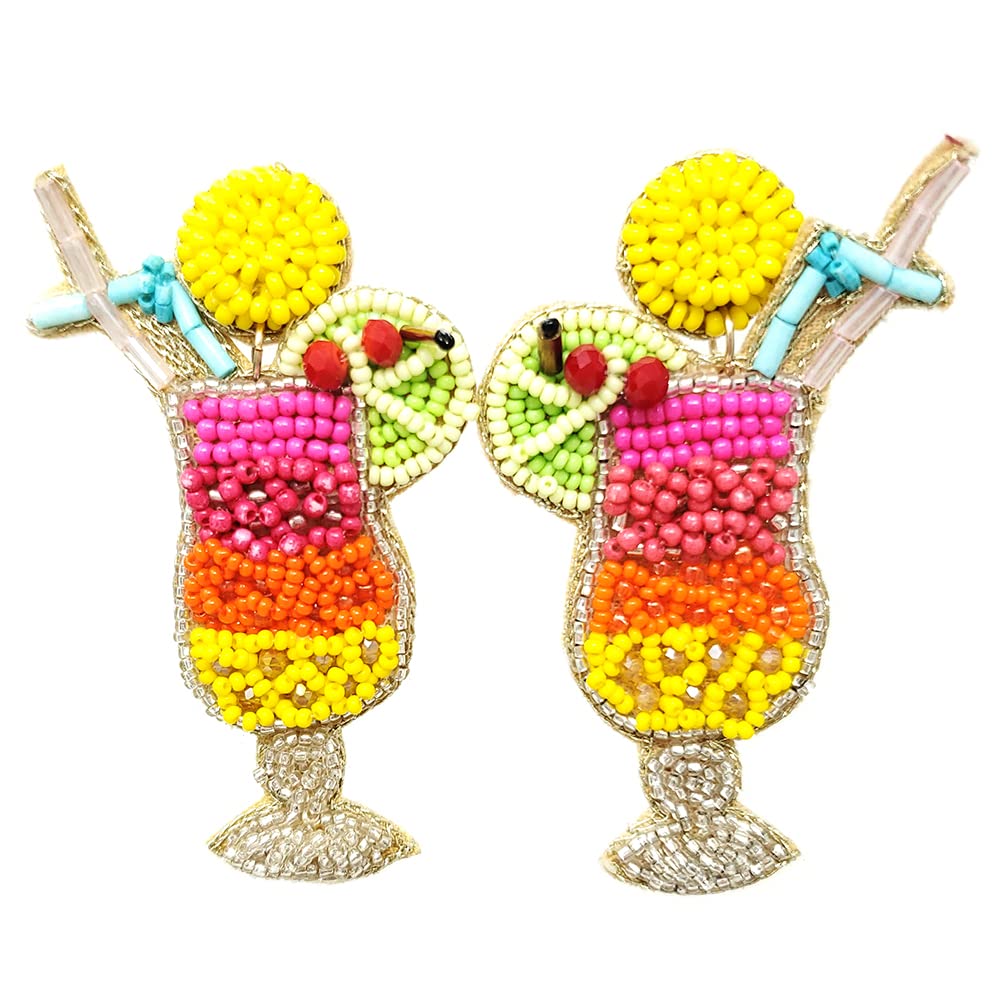 Emulily Beaded Cocktail Glass Post Earrings Handmade Cocktail Earrings Malibu Sunset Cocktail Earrings