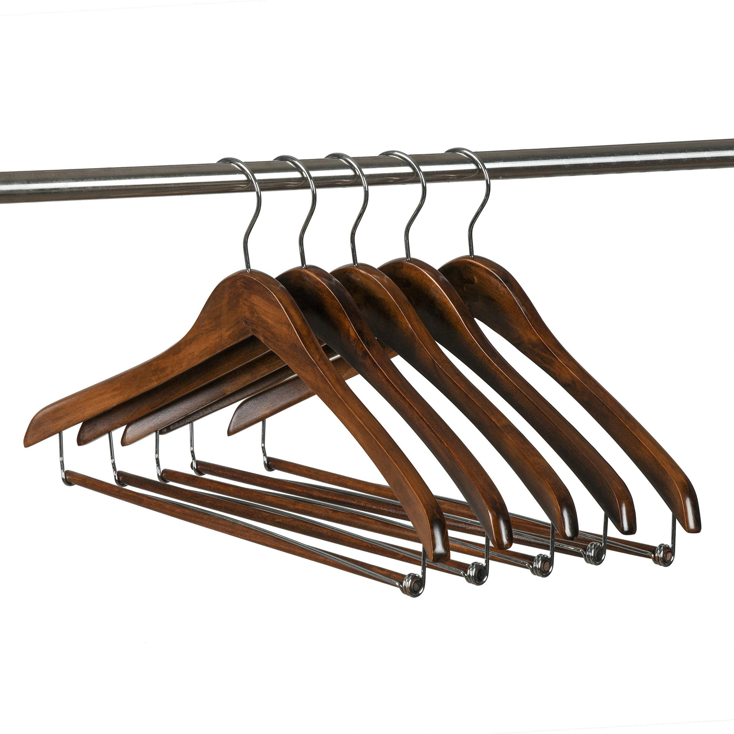 Quality Hangers Wooden Hangers Beautiful Sturdy Suit Coat Curved Hangers Great for Travelers Heavy Duty Hanger with Locking Bar - Retro Finish (5)