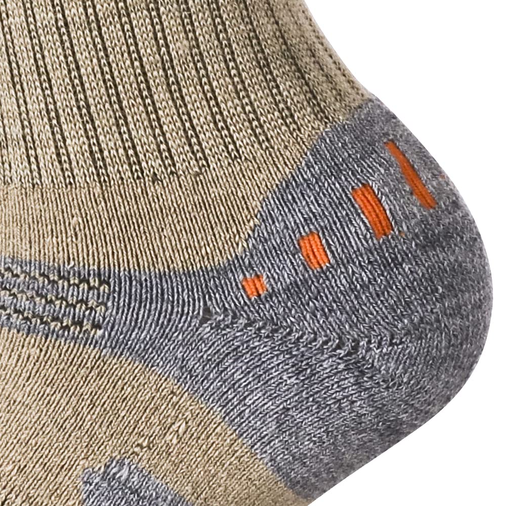 EnerWear 4 Pack Women's Merino Wool Outdoor Hiking Trail Crew Sock (US 9-11, Khaki E)