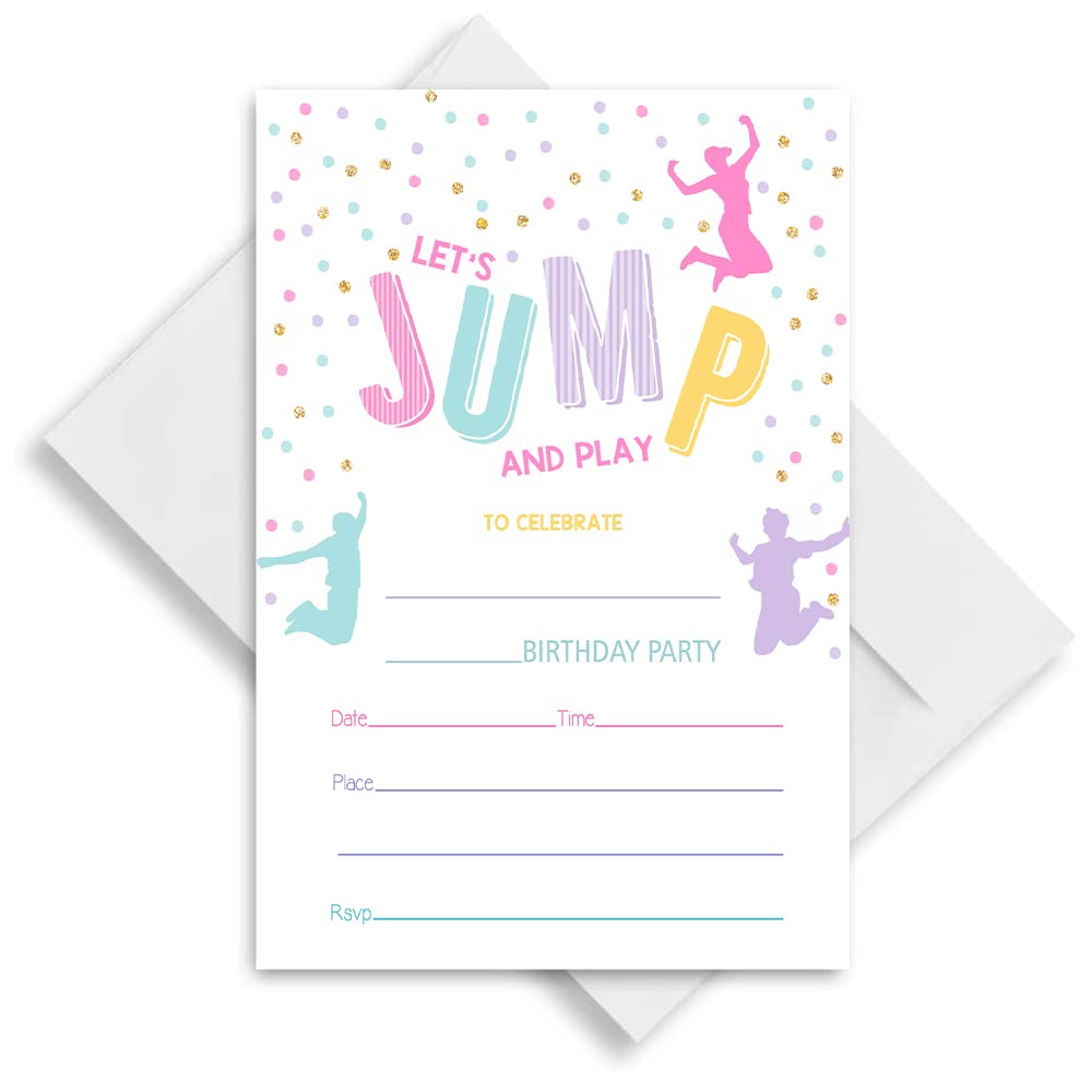 LoaHak Jump Theme Birthday Invitations, Jump Birthday Invitation Digital, Trampoline Party, Bounce House Party. (049)