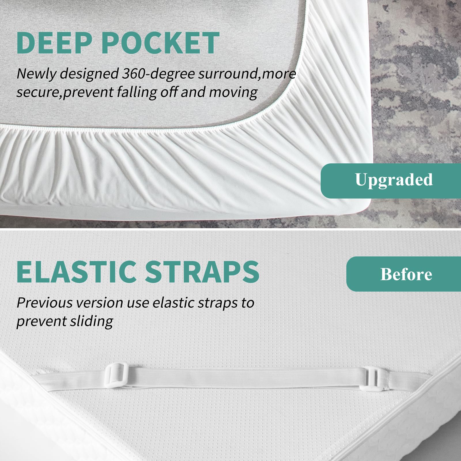 Ivellow Memory Foam Mattress Topper Queen Size Cooling 3 Inch Gel Mattress Pad Cover with 8"-21" Deep Pocket for Back Pain Queen