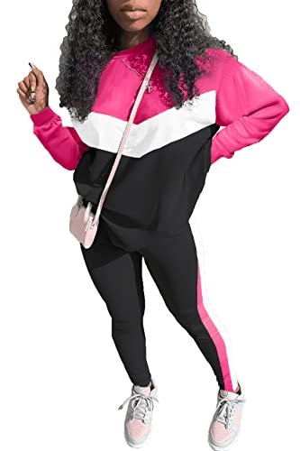 EOSIEDUR Women's 2 Piece Outfits Zip Top Jacket and Elastic Waistband Pant Women Sweatsuit Tracksuit Sets, Black L