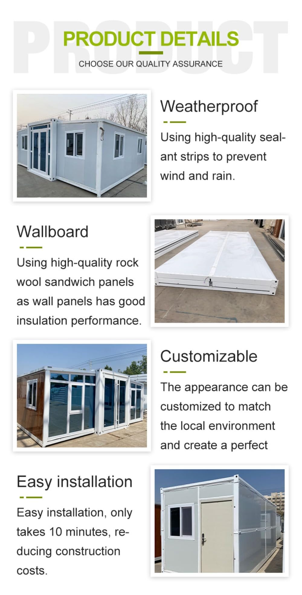 Luxury 20&40 Ft Portable Mobile Tiny Living Container House 2 Bedroom & 1 Kitchen 1 Bathroom Prefab Villa Steel Sandwich Panel Outdoor Home Use
