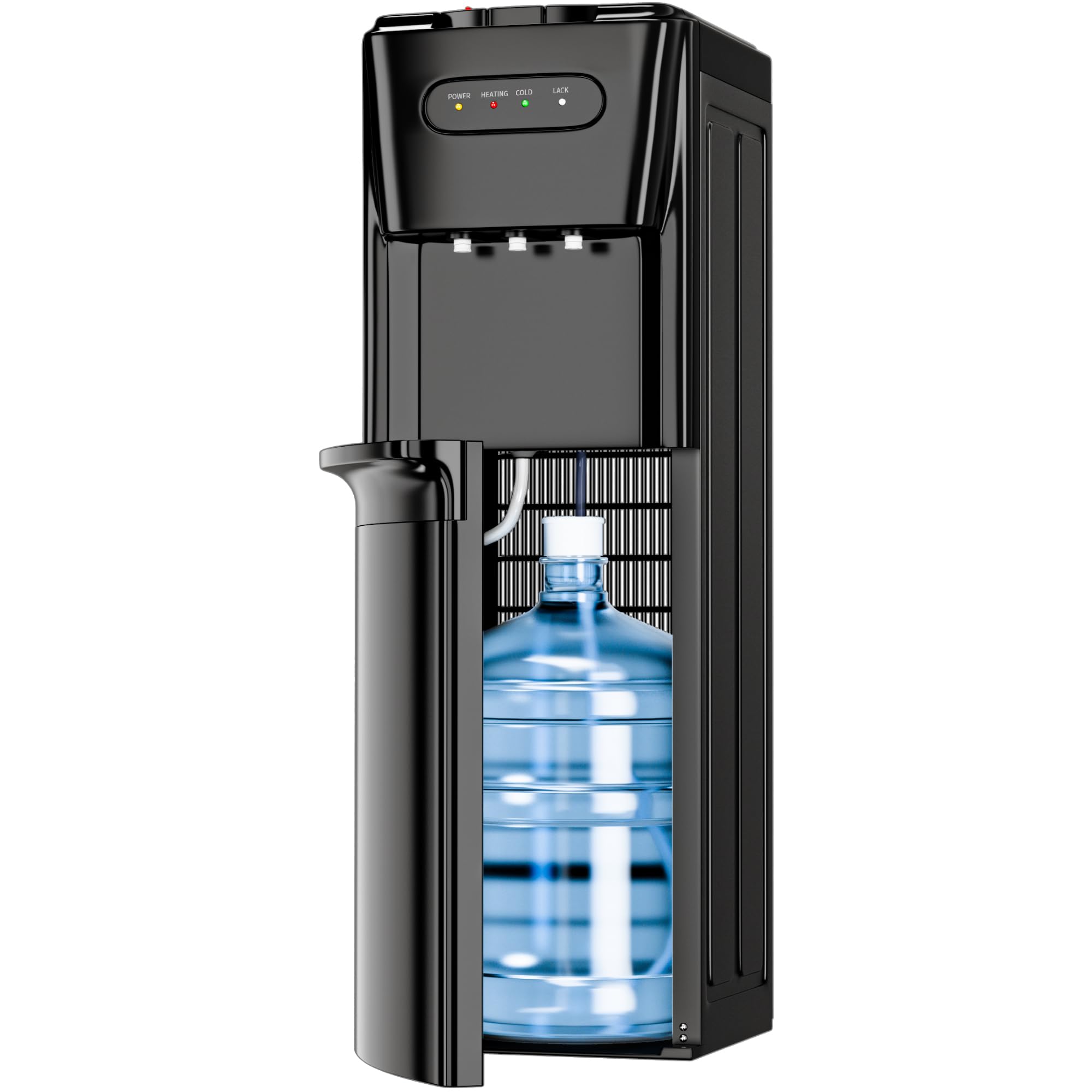 Manastin Bottom Loading Water Cooler Dispenser Hot Cold & Cool Water Dispenser for 3 or 5 Gallon Bottles, Empty Bottle Indicator, Child Safety Lock, Ideal for Office, Home, Living Room (Classic Black)