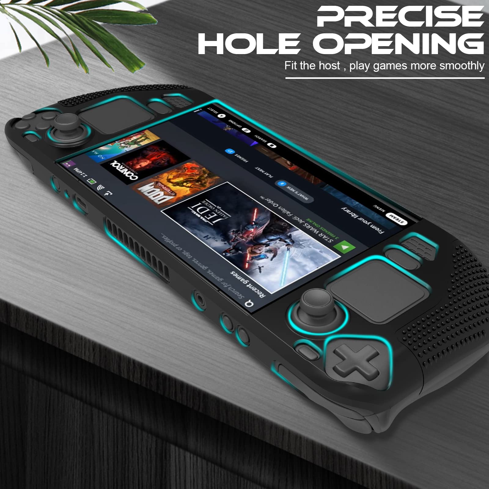 Ermorgen Protective Case Compatible for Valve Steam Deck, Full Protection Silicone Cover with Anti-Slip Particles (Excellent Touch), Comfort Shockproof Protector Grip Shell for Steam Deck -Black