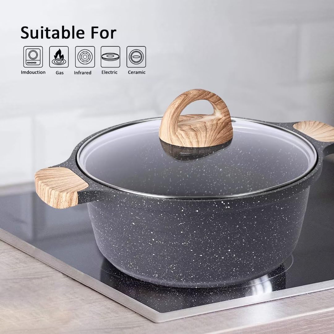 JEETEE Pots and Pans Set Non Stick Induction Cookware Sets, 19 Pcs w/Frying Pan, Saucepan, Sauté Pan, Griddle Pan, PFOA Free