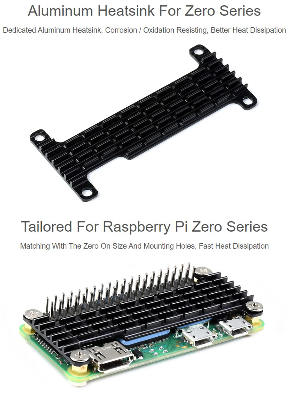 Raspberry Pi Zero Heatsink, Aluminum Heatsink for Raspberry Pi Zero 2 W/Pi Zero 2 WH/Raspberry Pi Zero/Pi Zero W/Pi Zero WH