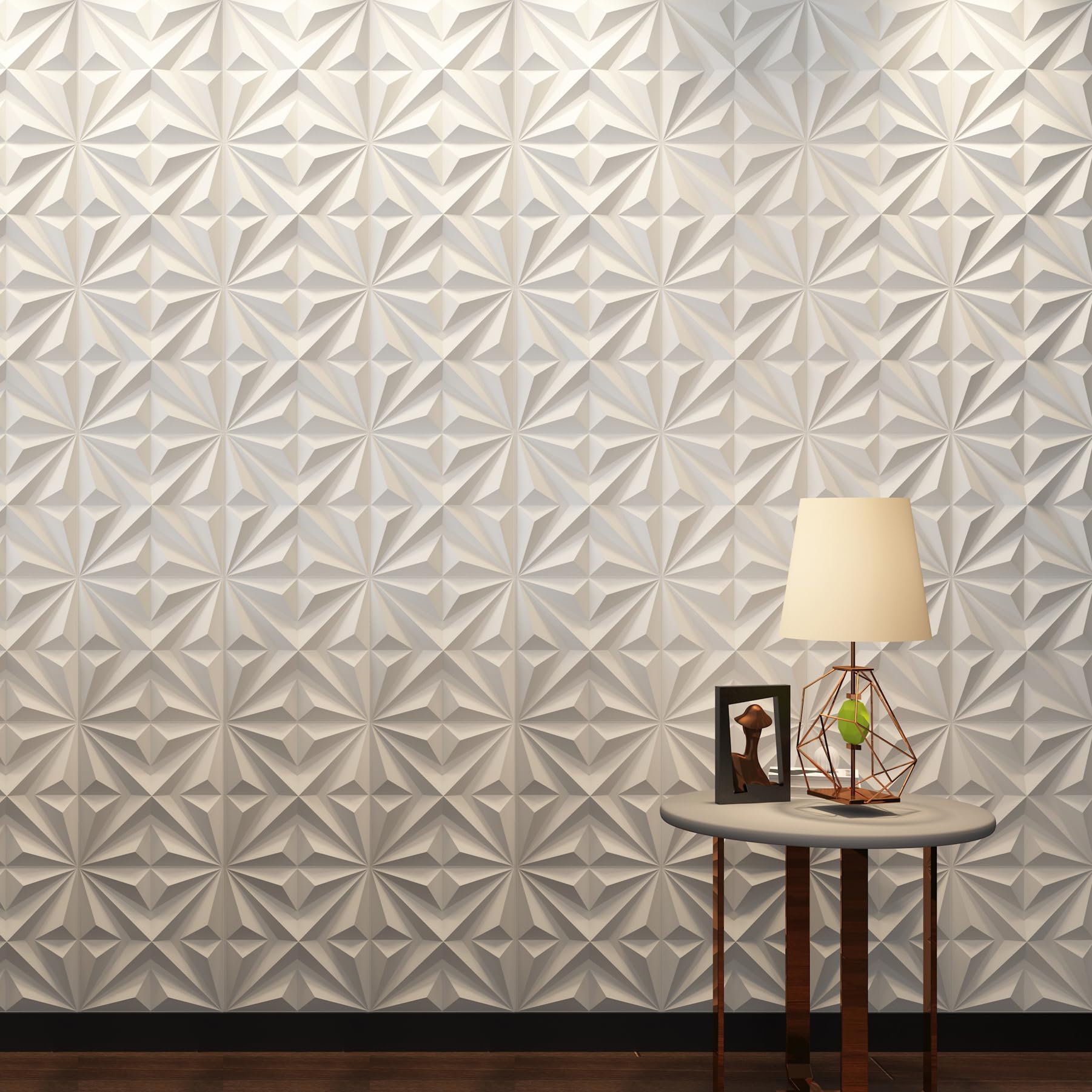 MIX3D Decorative 3D Wall Panels Star Textured PVC Wall Panels for Interior Wall Decor, 12''x12'' White Pack of 33 Tiles Cover 32 Sq. Ft