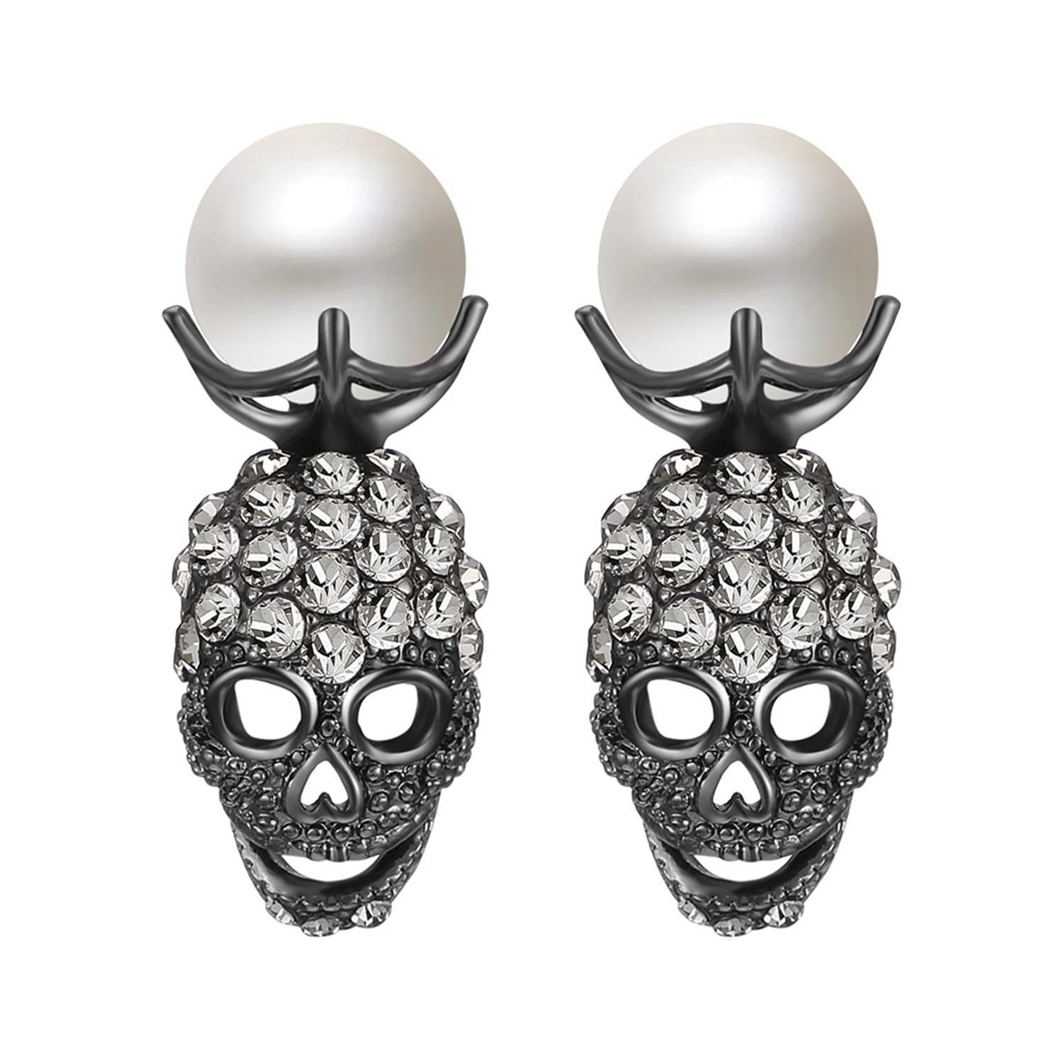 EVBEA 2 Pcs Cute Skull Studs Women Gothic Cool Skeleton Jewelry Candy Earrings for Women