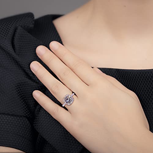 Exquisite Full Diamond Ring for Women Engagement Ring Jewelry Gifts (Silver, 8)