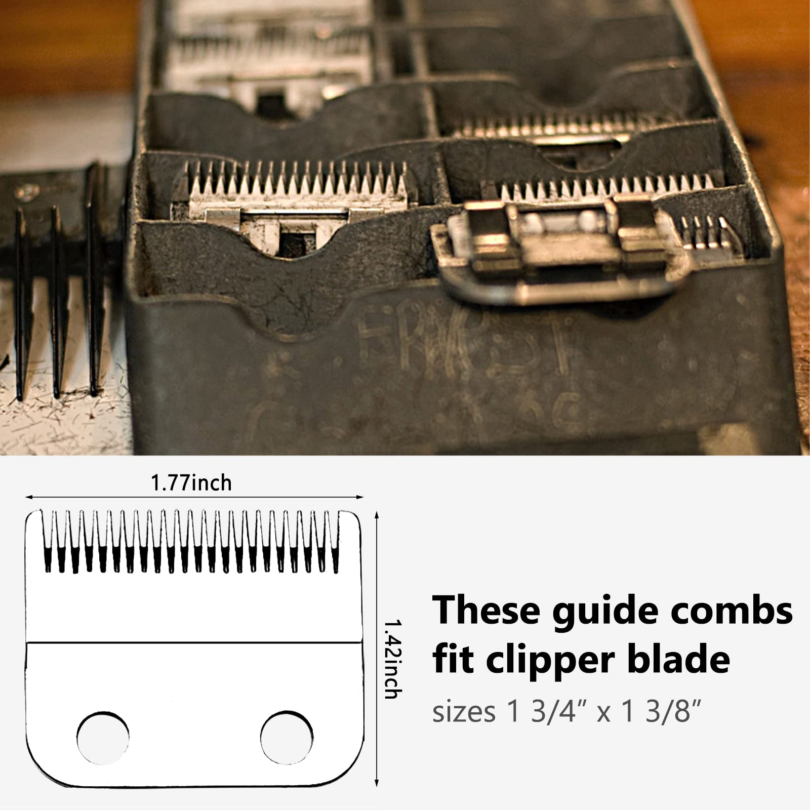 Extra Long Clipper Guards, 4 Set Premium Hair Clipper Guide Comb Set, NO.16 NO.14 NO.12 NO.10 Large Attachment combs, Guides Combs 2" 1.75" 1.5" 1.25" Lengths for Wahl Clipper (Blue)