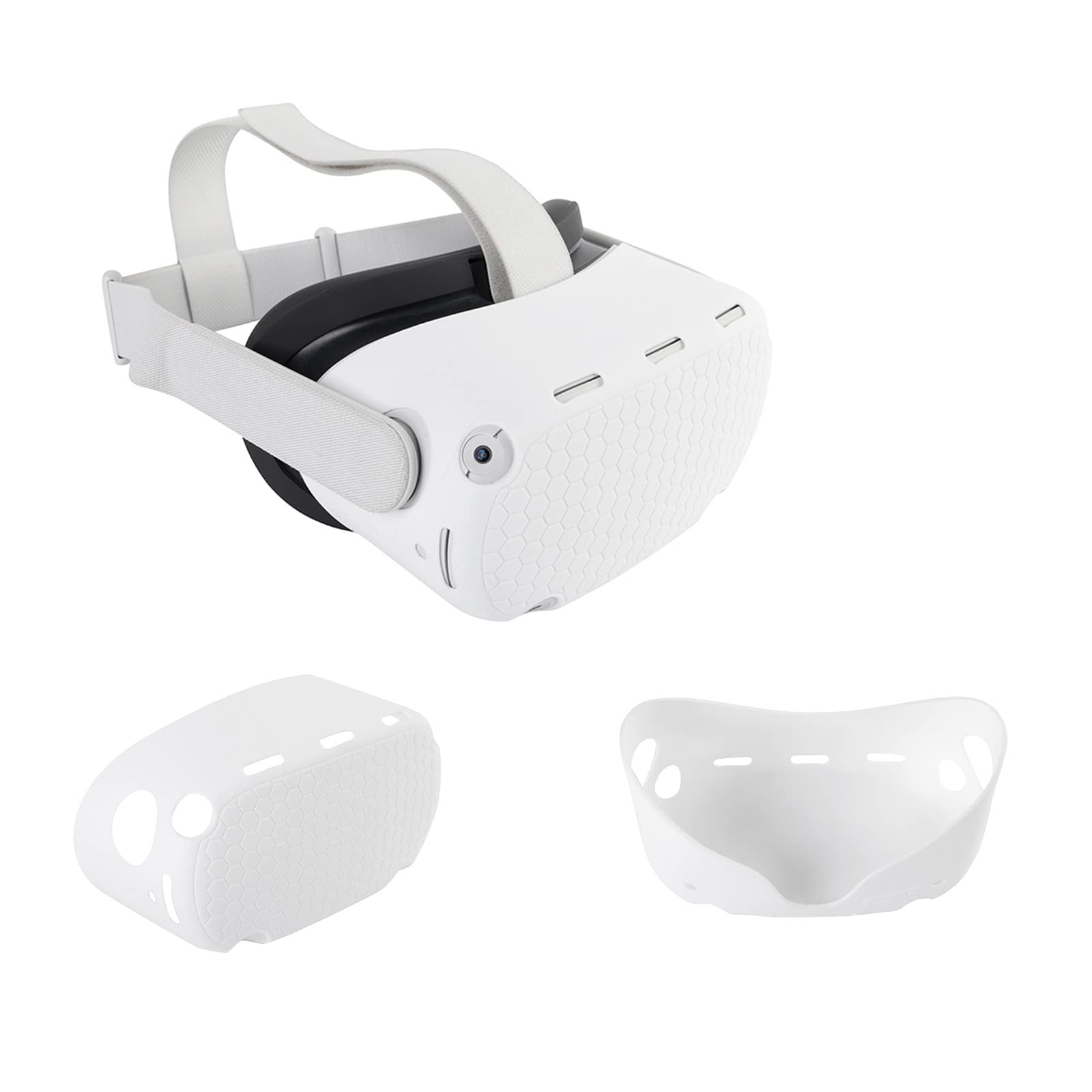 EYERZ VR Front Face Protector Cover for Oculus Quest 2, Light & Durable Silicone Cover Accessories, Heat Dissipation Anti Scratch Anti Dust Anti Shock (White)