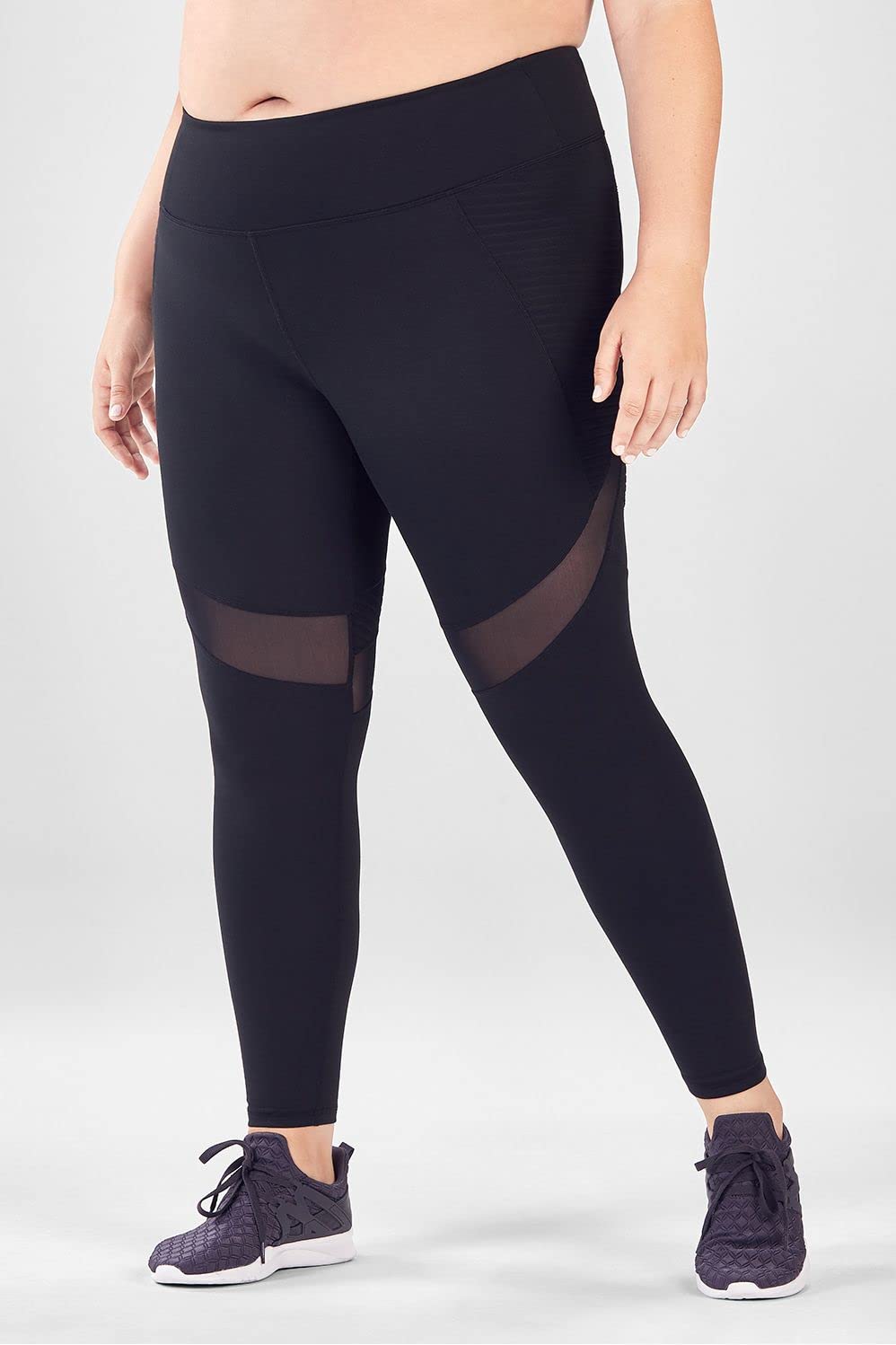 Fabletics Women's Define Mid-Rise Moto Legging, Workout, Yoga, Maximum Compression, Flattering, 4X, Black