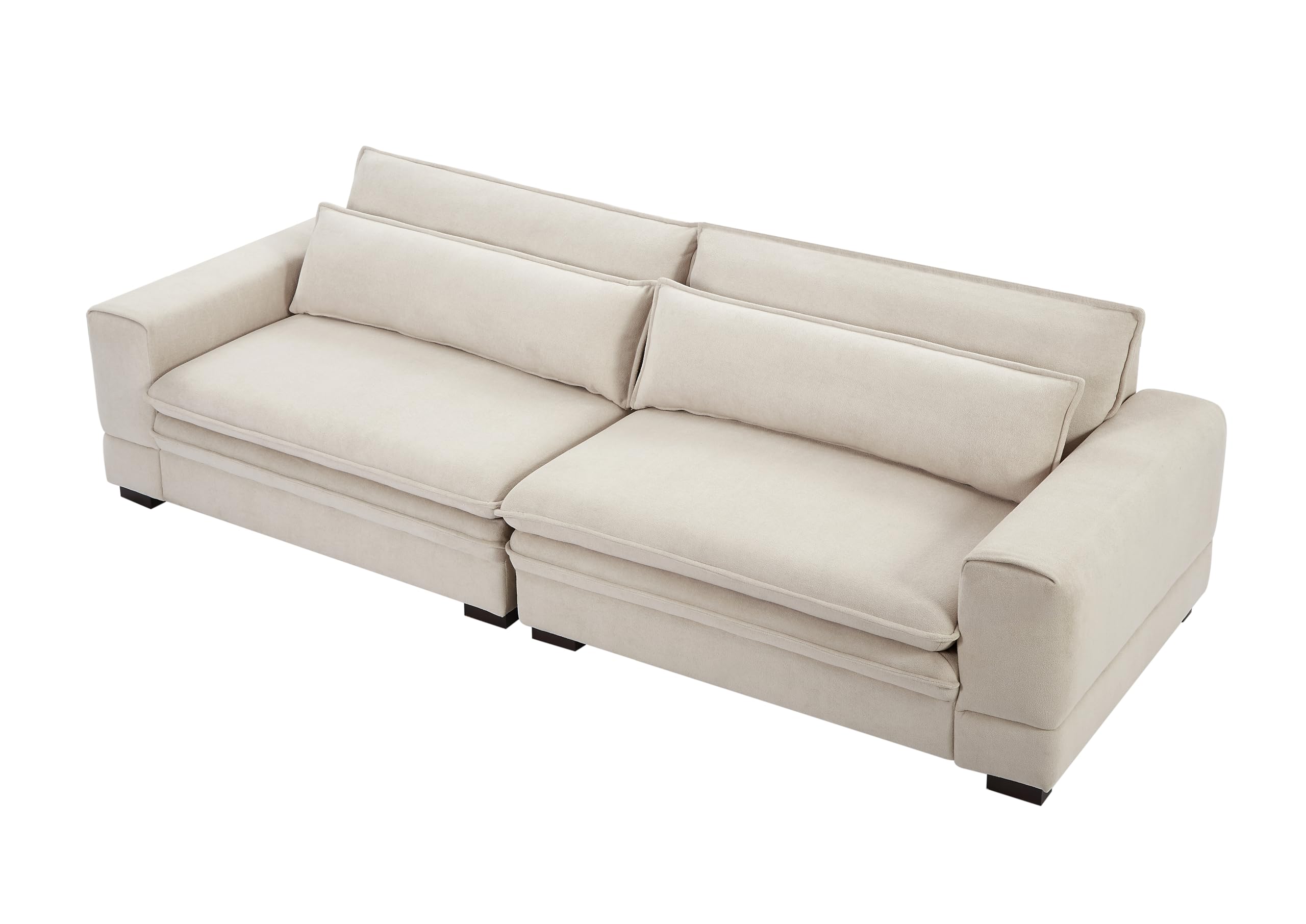 JUSTONE 126" Curved Sofa Modern Curved Couch Living Room, Upholstery Boucle Sofa Couch with 2 Pillows,4-Seat Sofa Couch for Apartment,Living Room (Right-Facing,Light Cream)