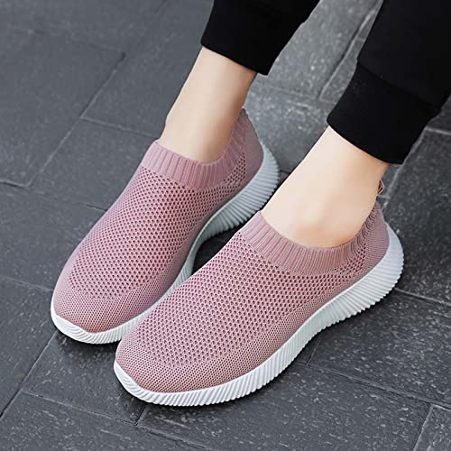 FASDNENDYS 2022 Women's Spring and Summer Running Shoes Large Outdoor Walking Flying Waving Mesh Sneakers X9000l4 Pink
