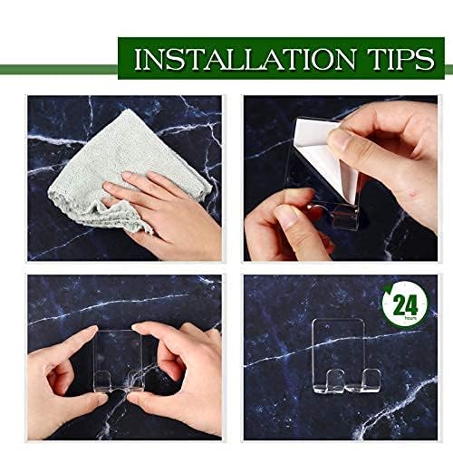 JWCE. Razor Holder Hooks Shower Hook with Acrylic Adhesive for Razor Bathroom Kitchen Organizer for Razor Plug Towel (Clear-8pcs)
