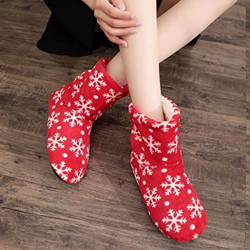 FASDNENDYS Christmas Festive Household Warm Silent Floor Boots Floor Slippers Snow Shoes Womens Kitty Slippers Size 5 Watermelon Red