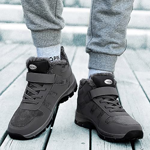 FASDNENDYS Couple Models Men's Middle Aged and Elderly Hook Loop Plus Velvet Thickening Non Slip 530 Mens Shoes Sneaker Grey