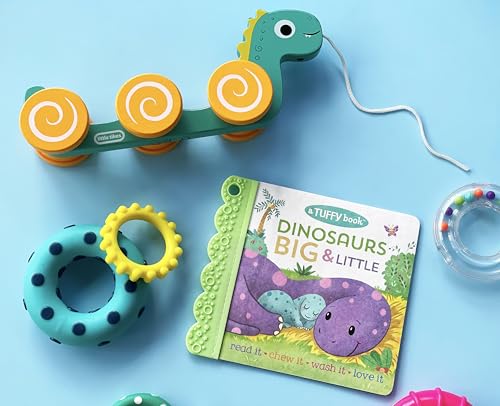 Tuffy Dinosaurs Big & Little Book - Washable, Chewable, Unrippable Pages With Hole For Stroller Or Toy Ring, Teether Tough, Ages 0-3 (Baby's Unrippable) (A Tuffy Book)