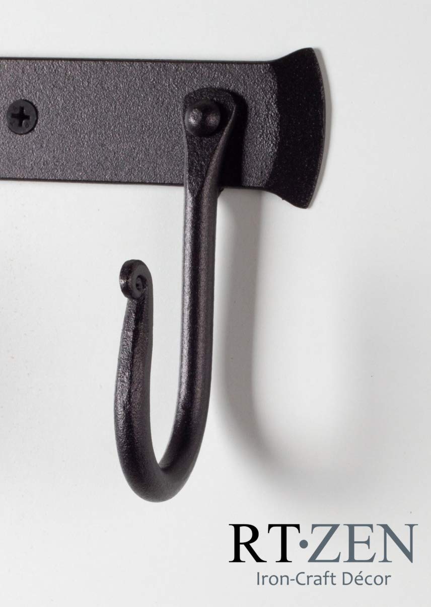 RTZEN Wall Hooks for Hanging - 5 Hook Farmhouse Decor Coat Rack Wall Mount - Heavy Duty Hanging Towel Racks for Bathroom or Purse Hanger Hat Organizer - Stylish Hooks for Hanging Coats
