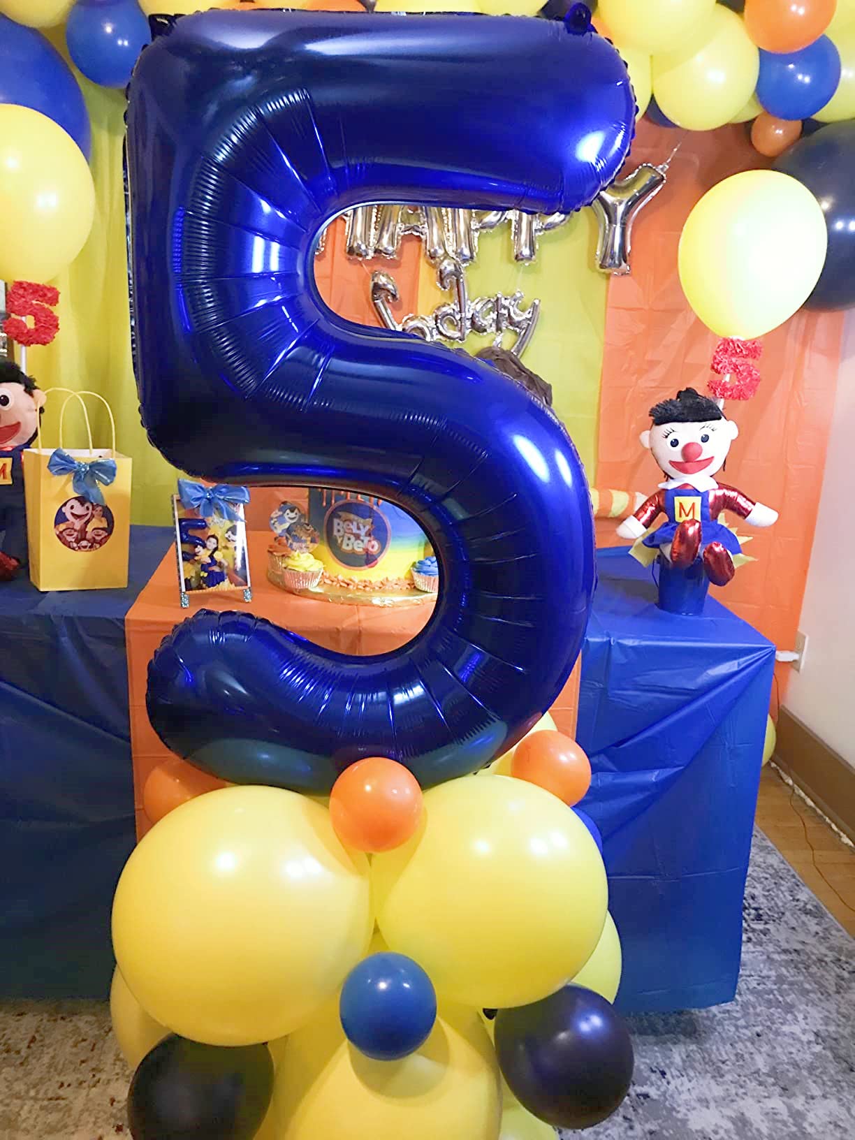 Number 5 Balloon 40 Inch for 5th Birthday Decorations, 15 25 35 50 Mylar Big Navy Blue Foil Number Balloons for Wedding Anniversary Party Decor