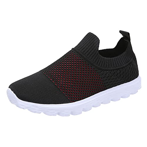 FASDNENDYS Ladies Fashion Colorblock Mesh Breathable Comfortable Flat Casual Support Running Shoes Women Black