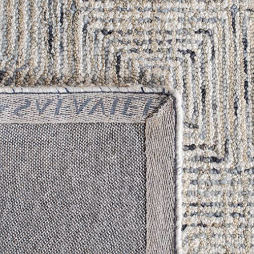 SAFAVIEH Aspen Collection Area Rug - 6' x 9', Grey & Beige, Handmade Boho Wool, Ideal for High Traffic Areas in Living Room, Bedroom (APN286F)