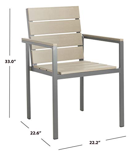 SAFAVIEH Outdoor Collection Beldan Distressed Taupe Stackable Chair (Set of 2)
