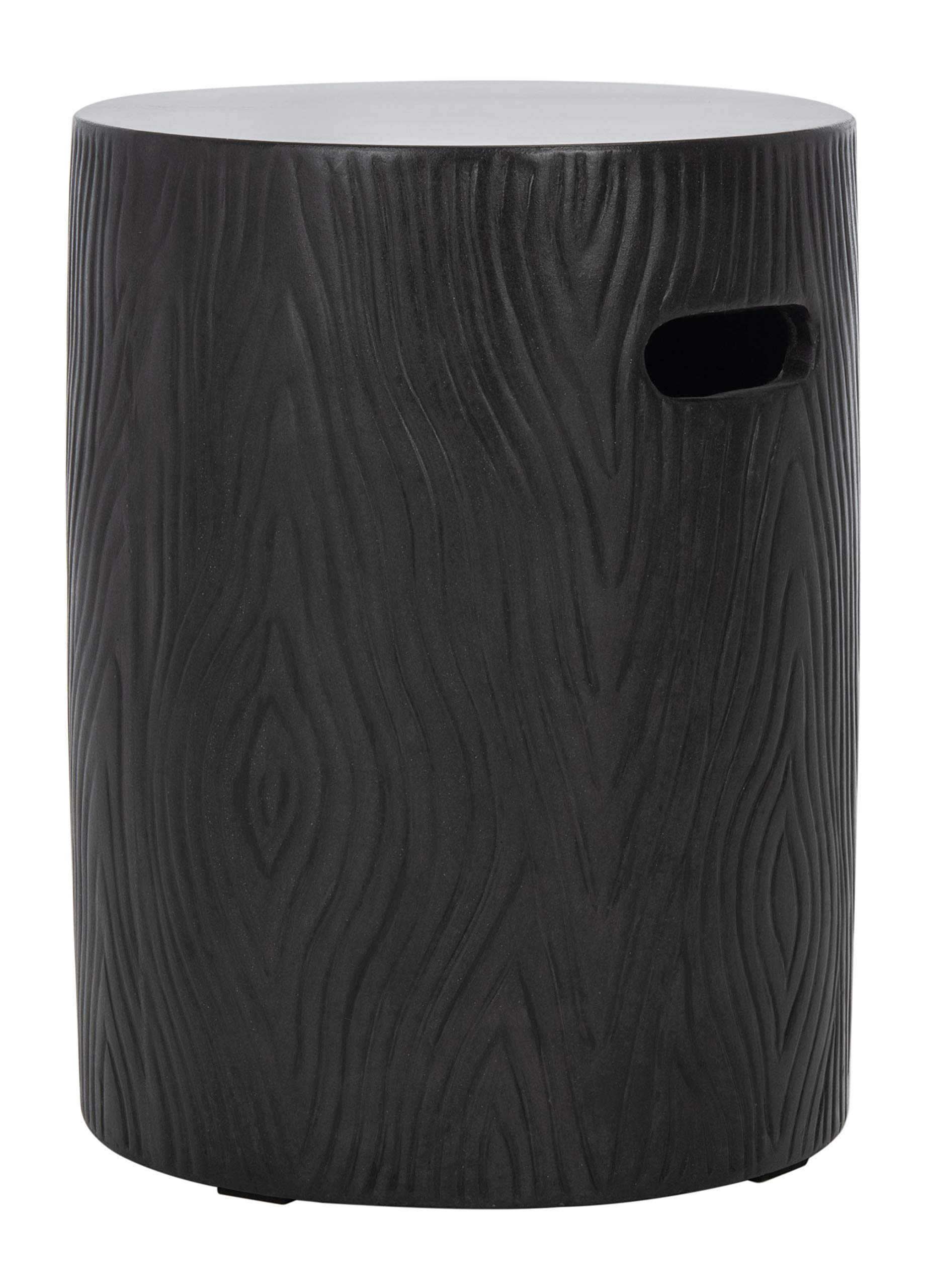 SAFAVIEH Outdoor Trunk Black Modern Concrete Round Accent Table
