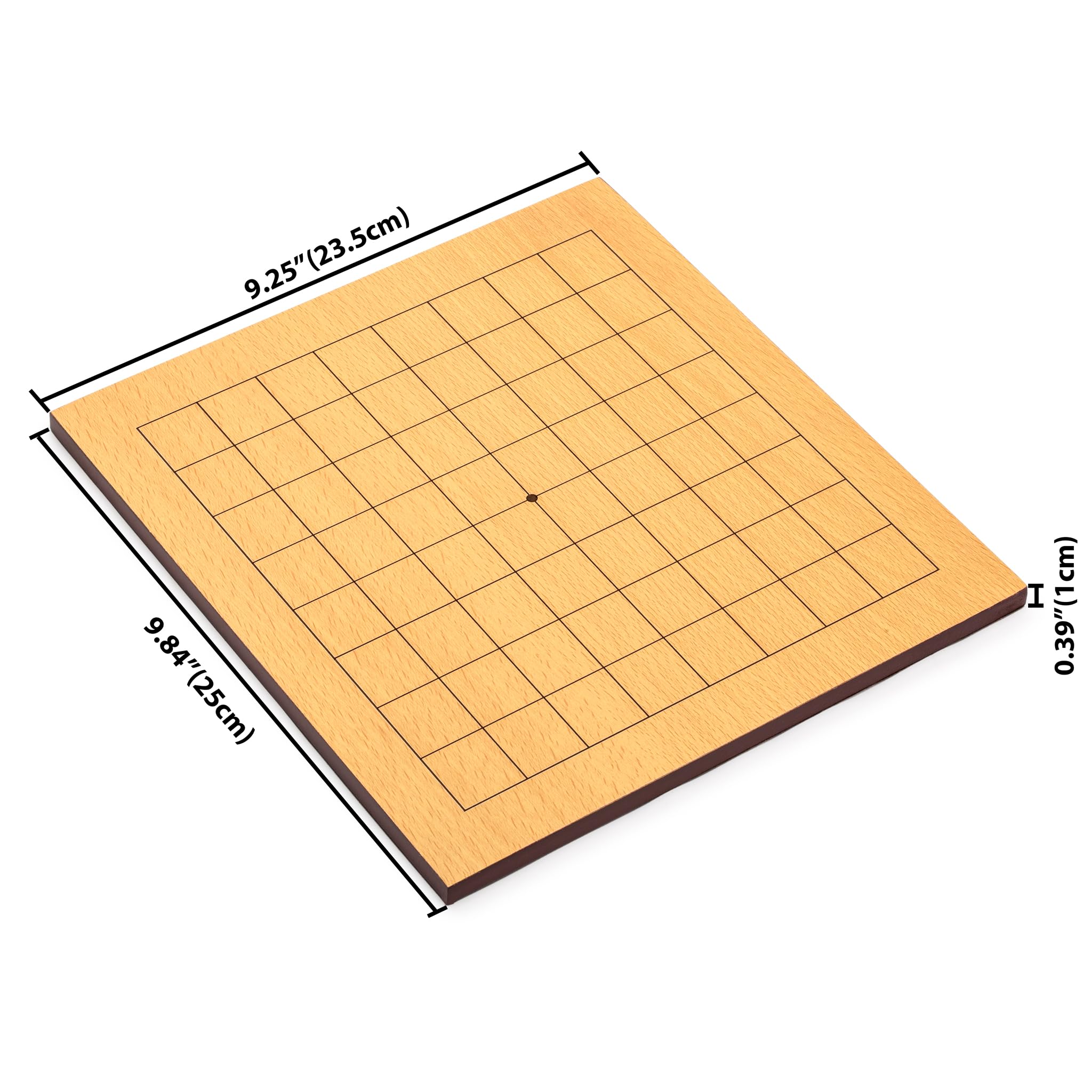 Yellow Mountain Imports Beechwood Veneer 0.4-Inch Etched Beginner's 9x9 Go Game Set Board with Single Convex Melamine Stones - Classic Strategy Board Game (Baduk/Weiqi)